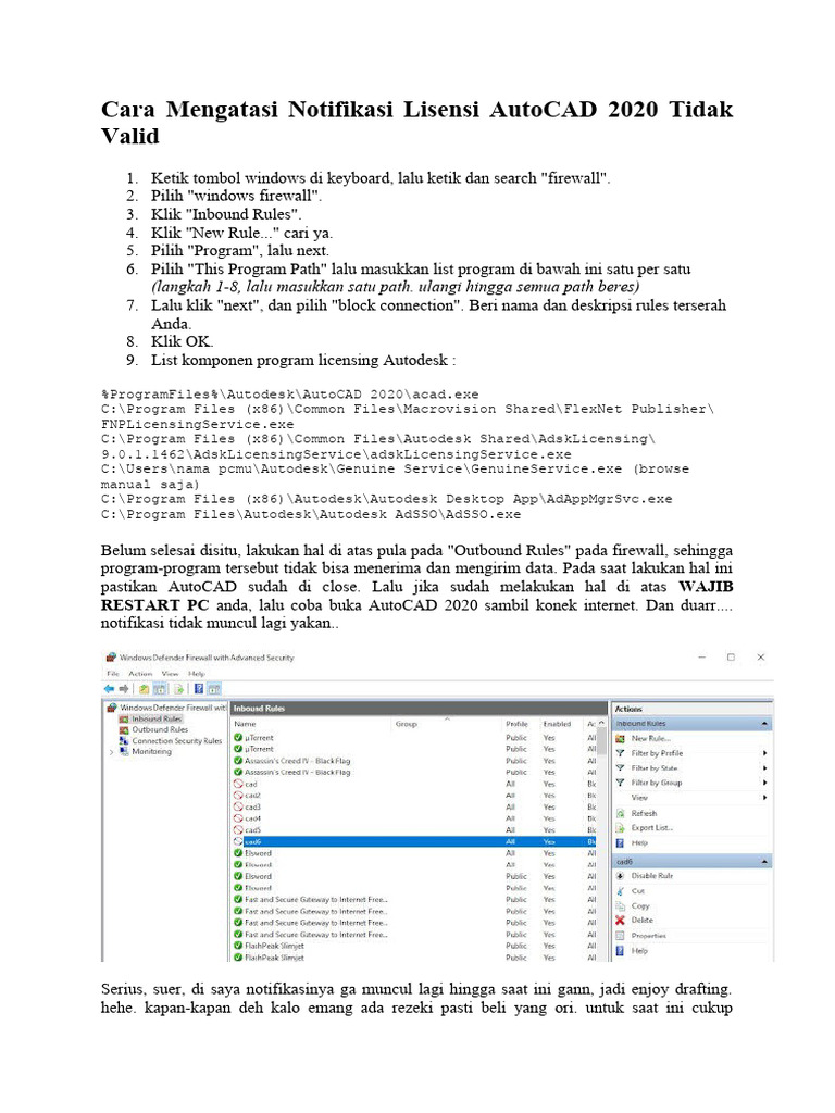 Cara Mengatasi Notifikasi Lisensi AutoCAD 2020 Tidak Valid | PDF
