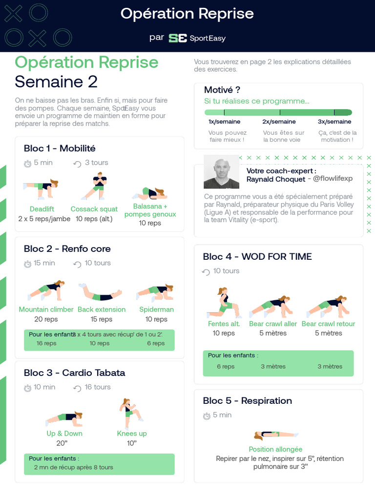 Programme de remise en forme Semaine 2 | PDF | Genou