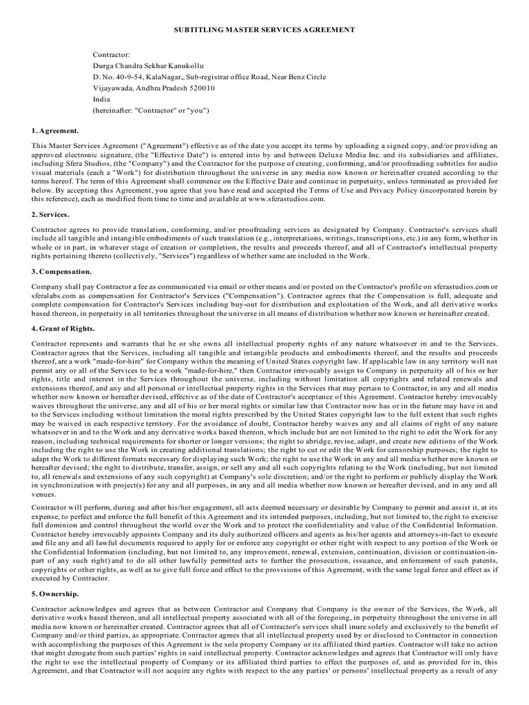 Unsigned Contract | PDF | Breach Of Contract | Intellectual Property