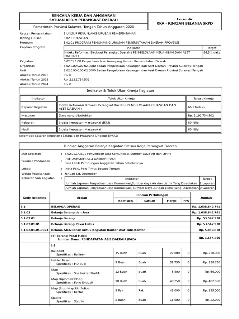 Rka Penyediaan Jasa | PDF