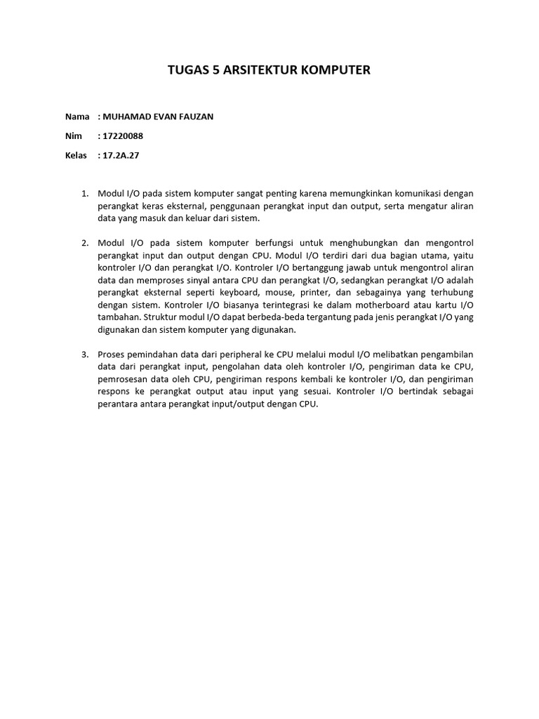 Tugas 5 Arsitektur Komputer | PDF