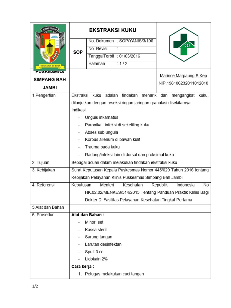 SOP Ekstraksi Kuku | PDF
