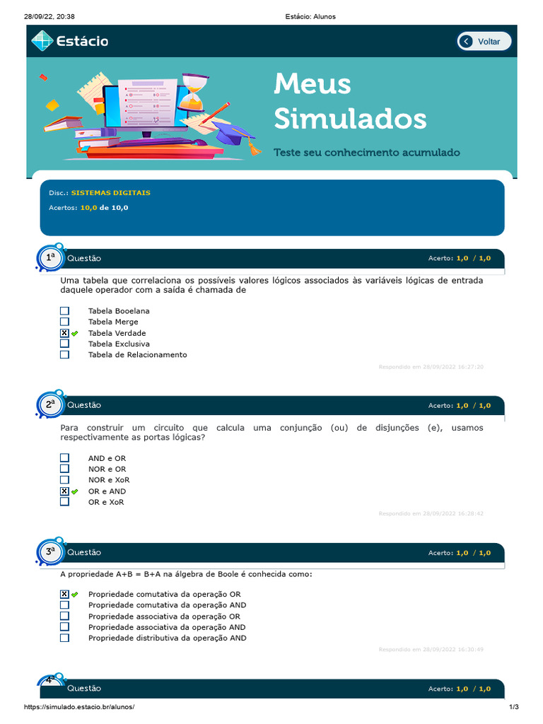 Sistemas Digitais Simulado 1 | PDF | Geometria Elementar | Geometria Algébrica
