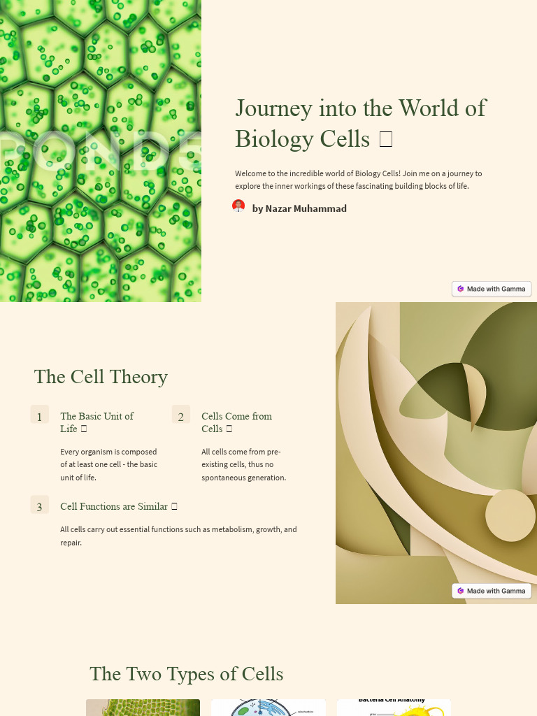 Journey Into The World of Biology Cells | PDF | Cell (Biology) | Cell ...