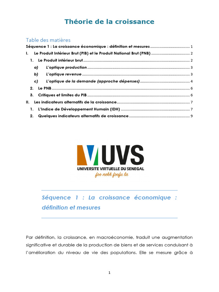 Définition et mesures de la croissance économique | PDF | Produit ...