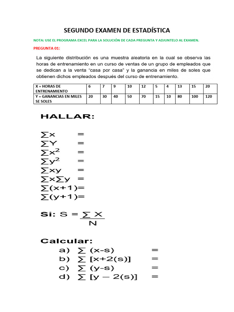 2do Examen de Estadística - Senati | PDF