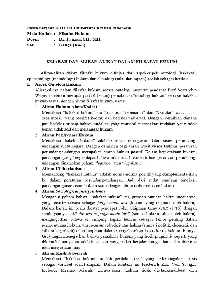 Filsafat Hukum - UKI Sesi 3 | PDF | Ilmu Sosial