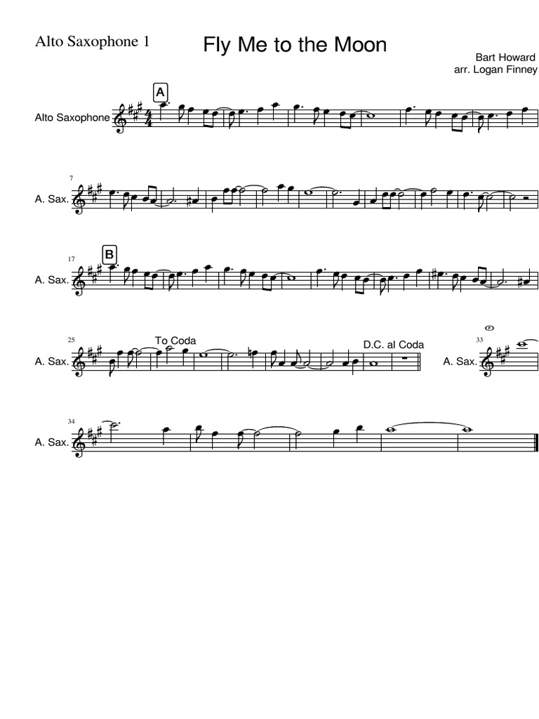 Fly Me To The Moon: Alto Saxophone 1 | PDF