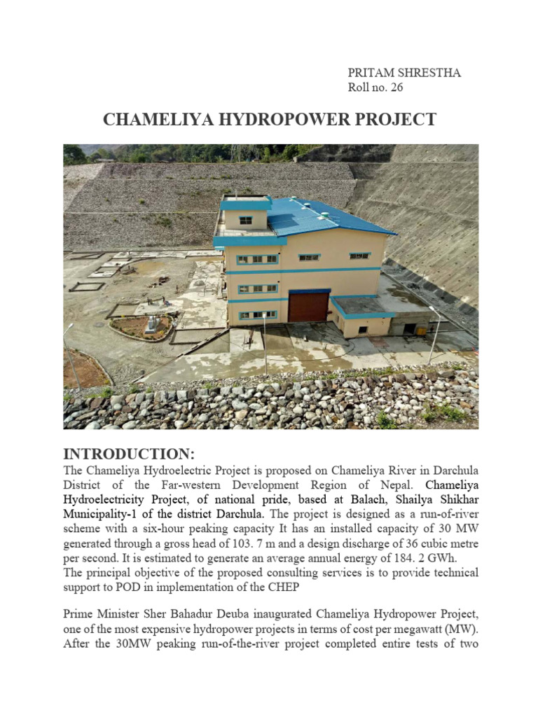 Detail About Chameliya Hydropower (Pritam Shrestha) | PDF | Dam ...