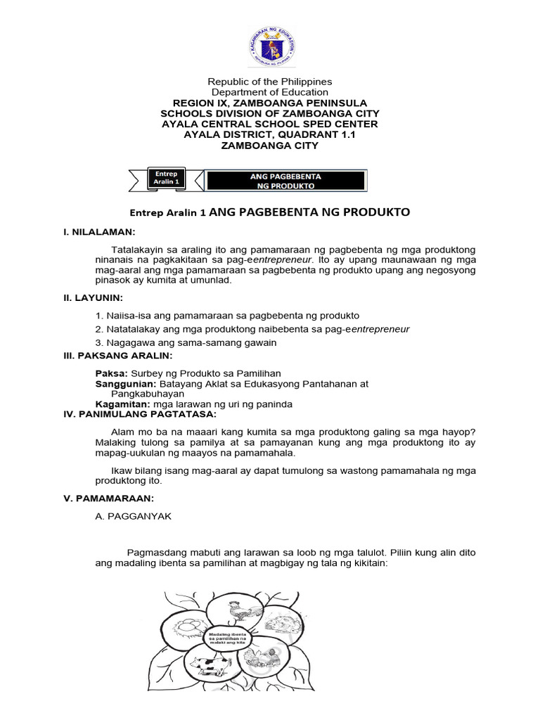 Ang Pagbebenta NG Produkto: Entrep Aralin 1 | PDF