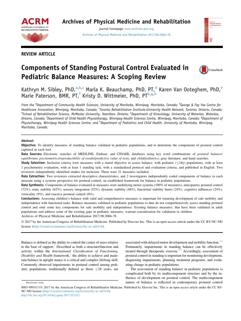 Pediatric Balance Measures Review | PDF | Balance (Ability ...