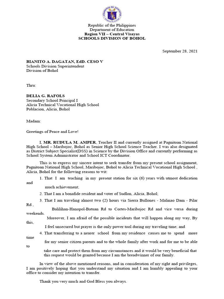 Transfer Letter | PDF
