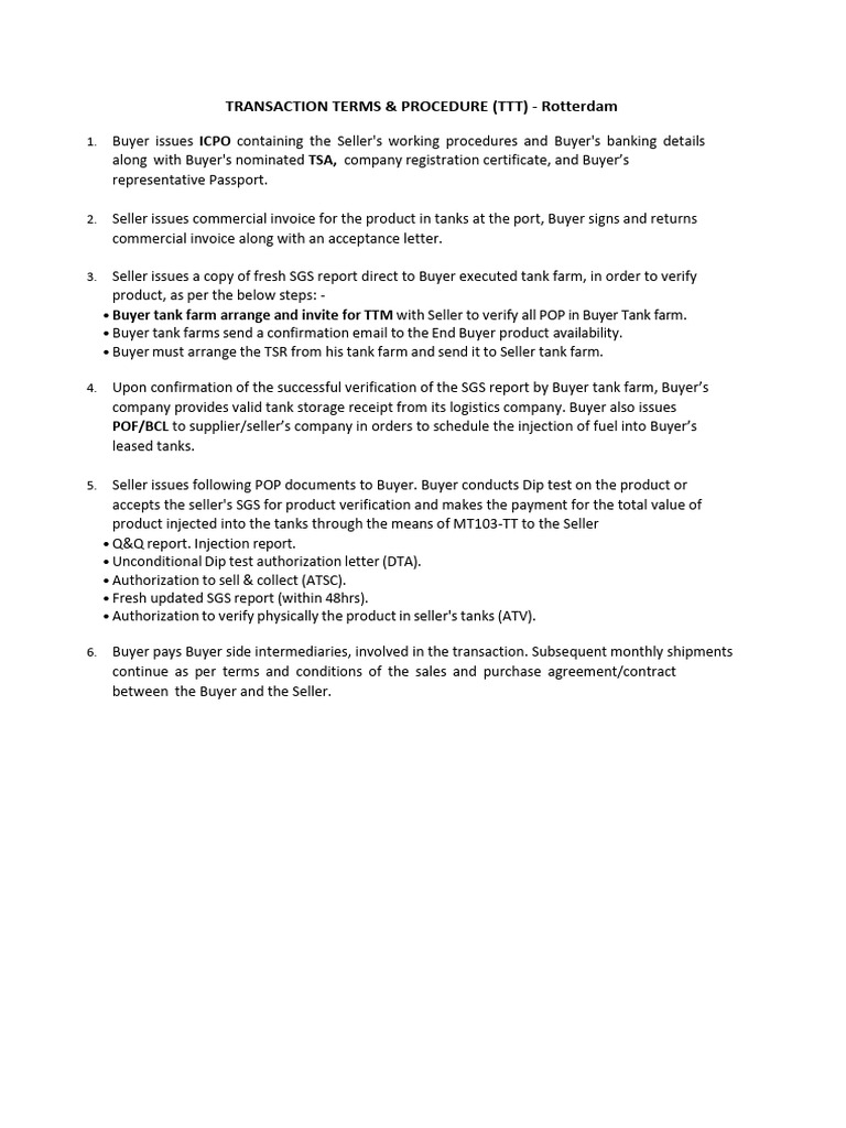 FOB KMG - RMP PROCEDURE - Rotterdam (TTT) | PDF