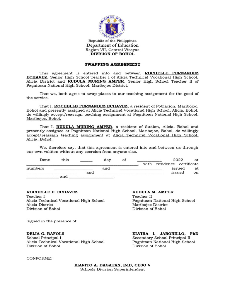 Swapping Agreement | PDF