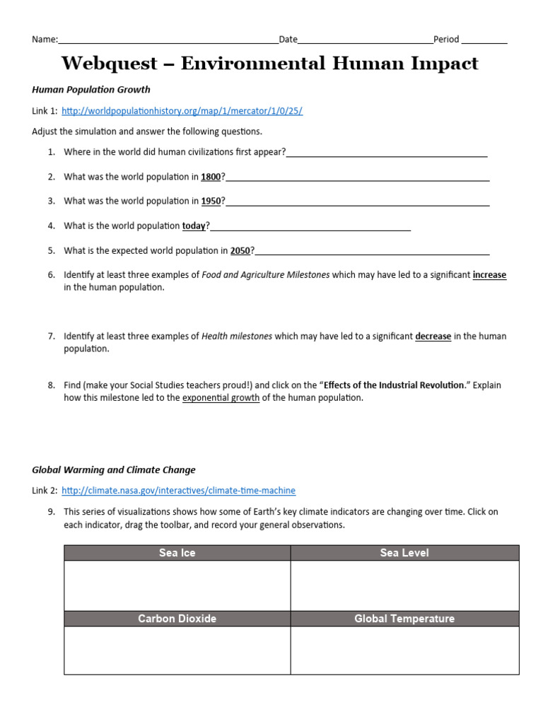 Human - Impact - Webquest (1) - 1 | PDF | Climate Change | Climate