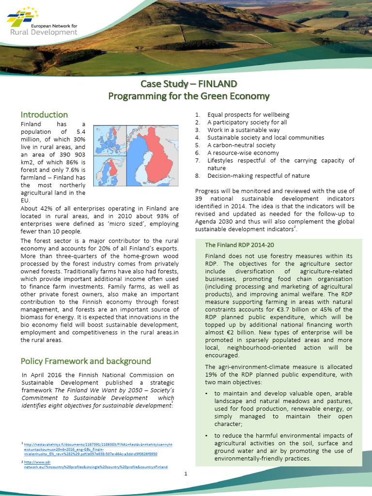 Case-Study Green-Economy Finland 0 | PDF | Agriculture | Sustainability