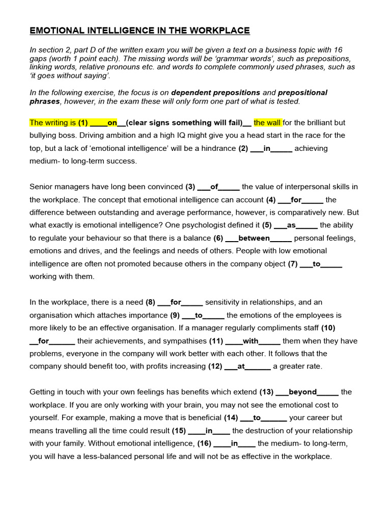 D - Emotional Intelligence in The Workplace | PDF | Emotional ...