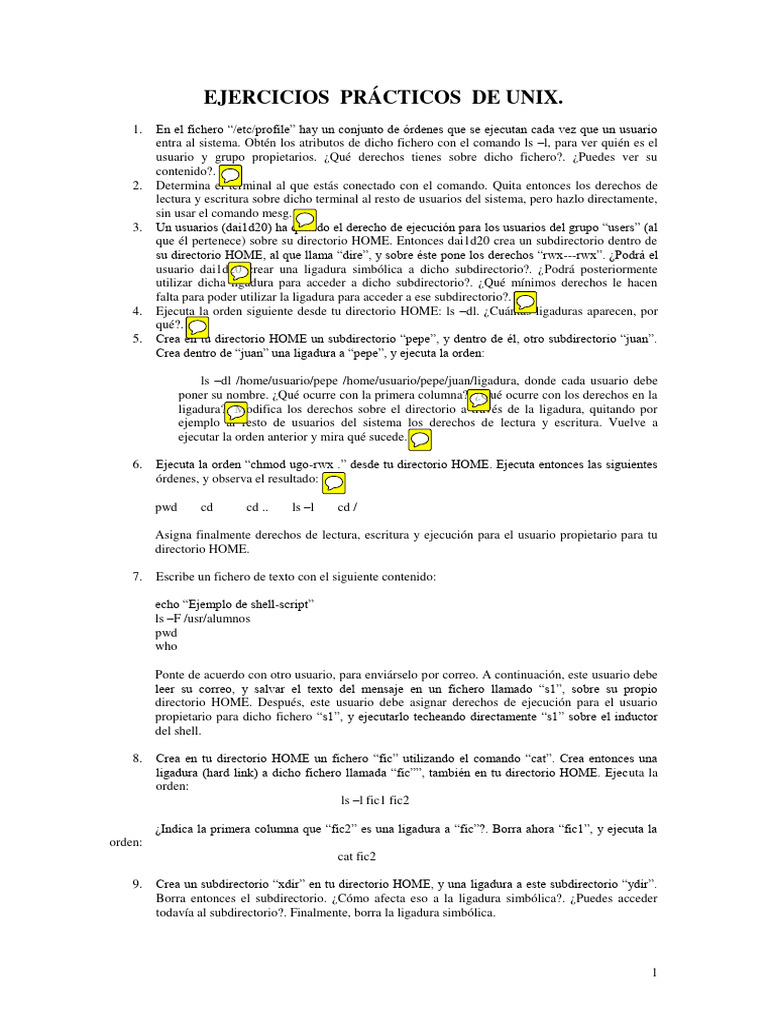 Ejercicios Practicos de Unix | PDF | Archivo de computadora | Directorio (Computación)