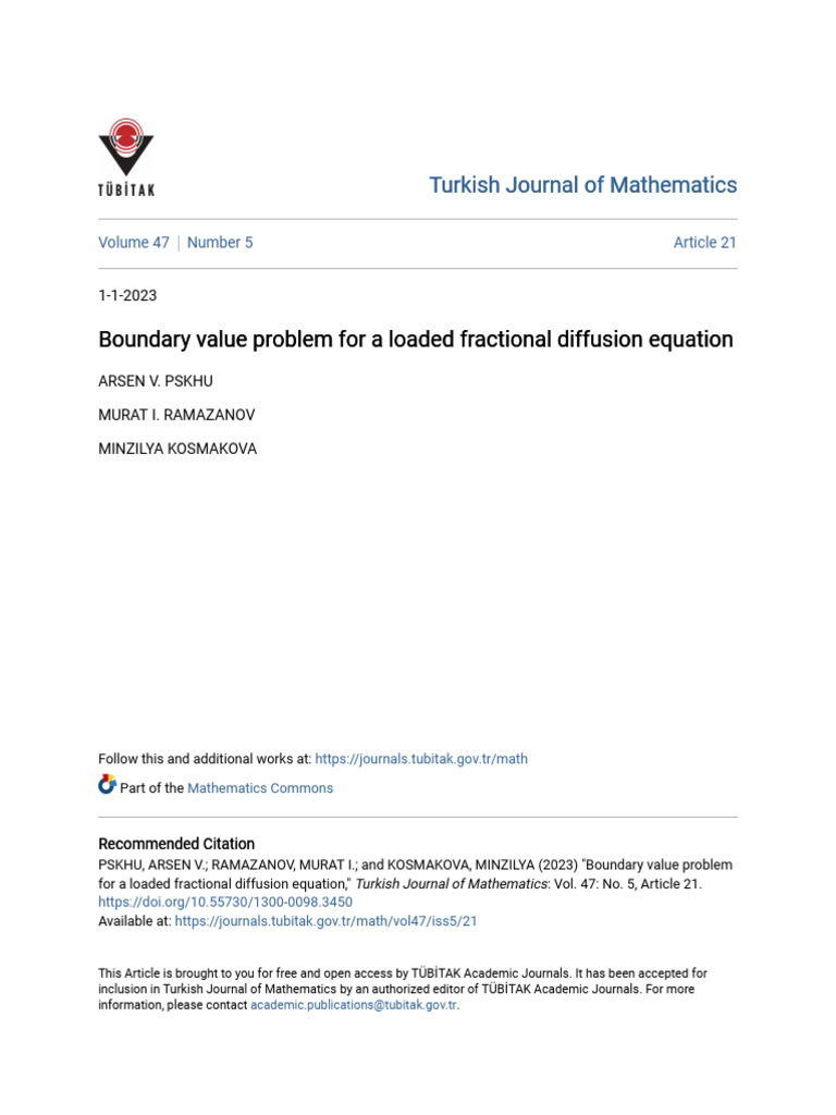Boundary Value Problem in Fractional Diffusion | PDF | Derivative ...