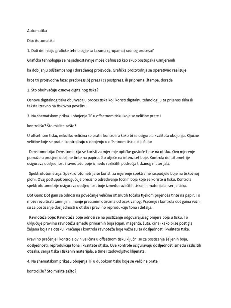 Pitanja Automatika | PDF