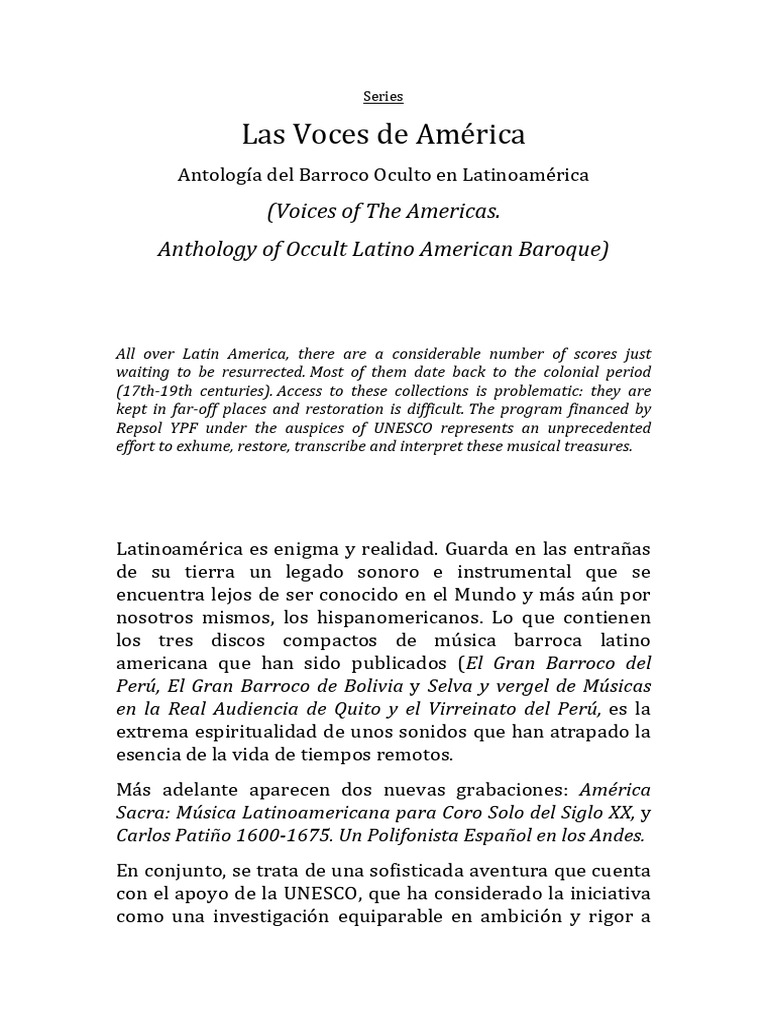 Booklet Voices of The Americas (ES-EN) | PDF | Las artes escénicas