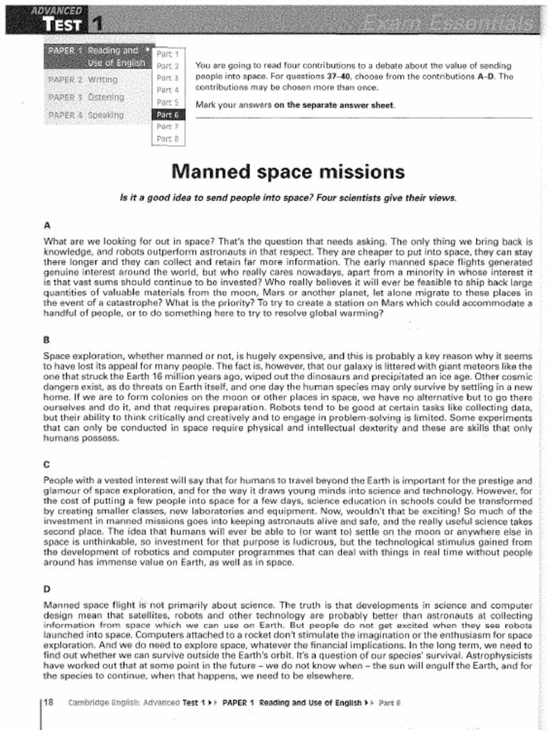 Cae Test 2 Paper 1 Part 6 With Key | PDF