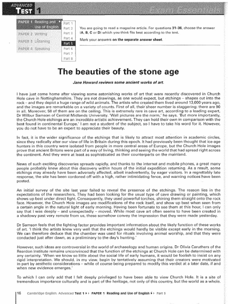 Cae Test 2 Paper 1 Part 5.1 With Key | PDF