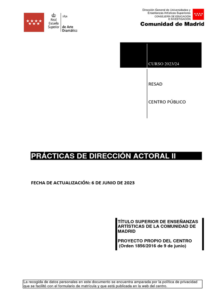 PR CTICAS DE DIRECCI N ACTORAL 2 - 23-24 | PDF | Evaluación | Pensamiento