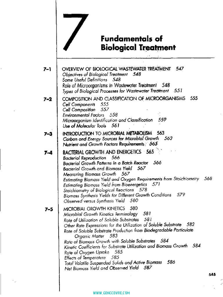 Chapter 7 Fundamentals of Biological Treatment | PDF