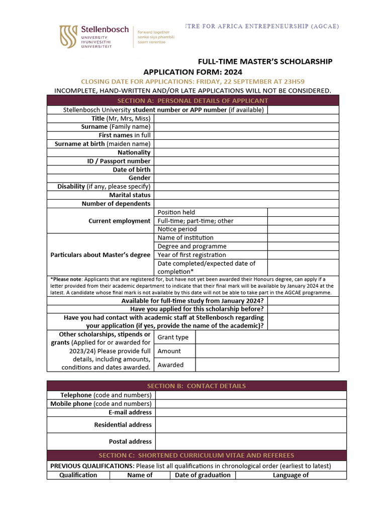 AGCEA 2024-Masters Application | PDF | Methodology | Science