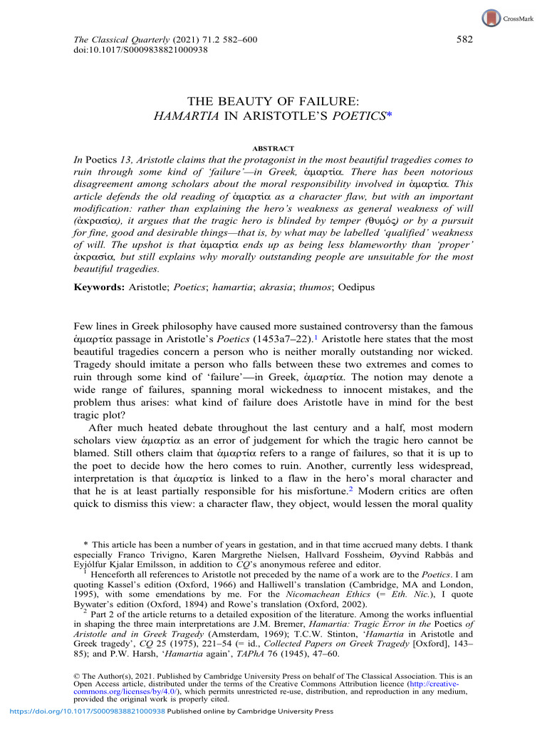 Hamartia in Aristotle's Tragedy | PDF | Tragedy
