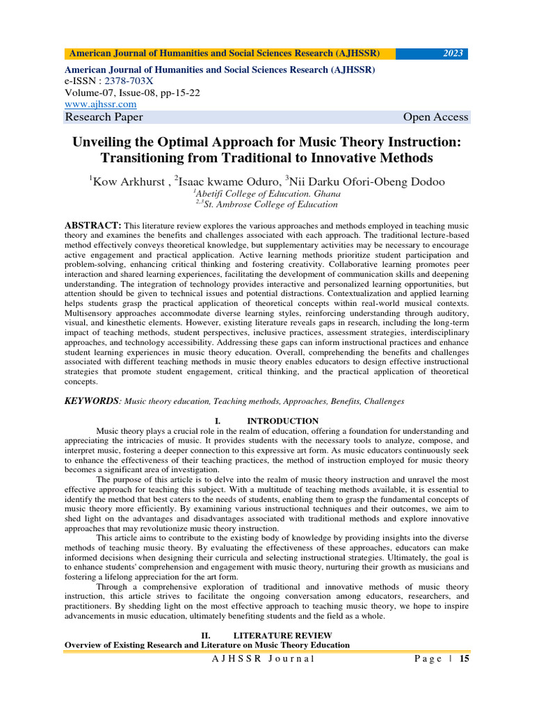 Unveiling The Optimal Approach For Music Theory Instruction ... Unveiling The Optimal Approach For Music Theory Instruction ...