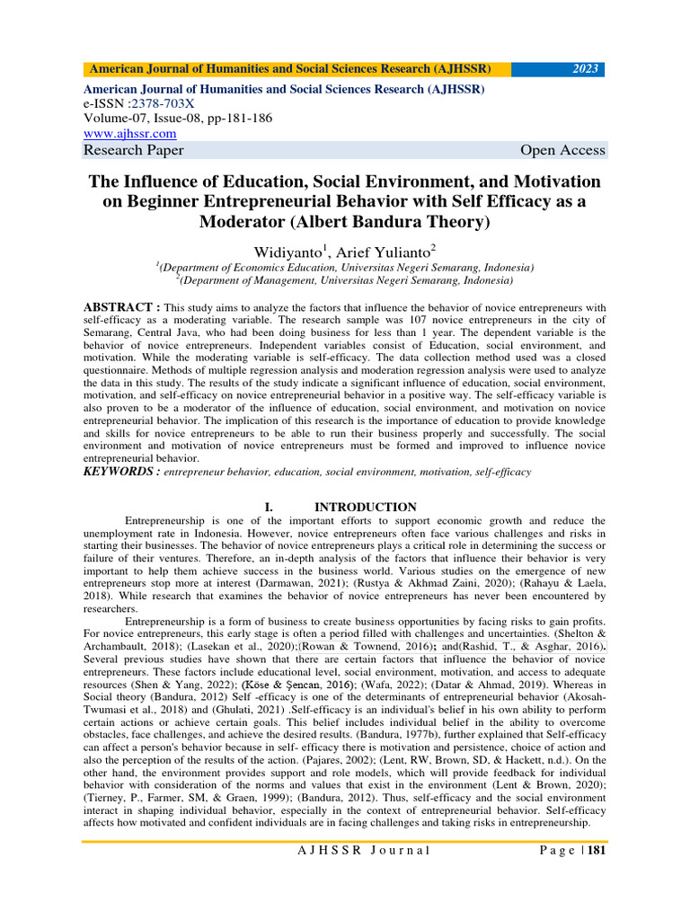 The Influence of Education, Social Environment, and Motivation On Beginner Entrepreneurial ...