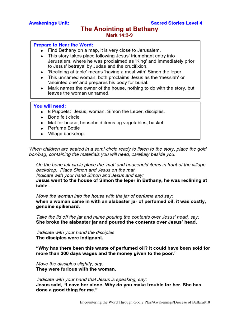 The Anointing at Bethany | PDF | Gospel Of Mark | Jesus