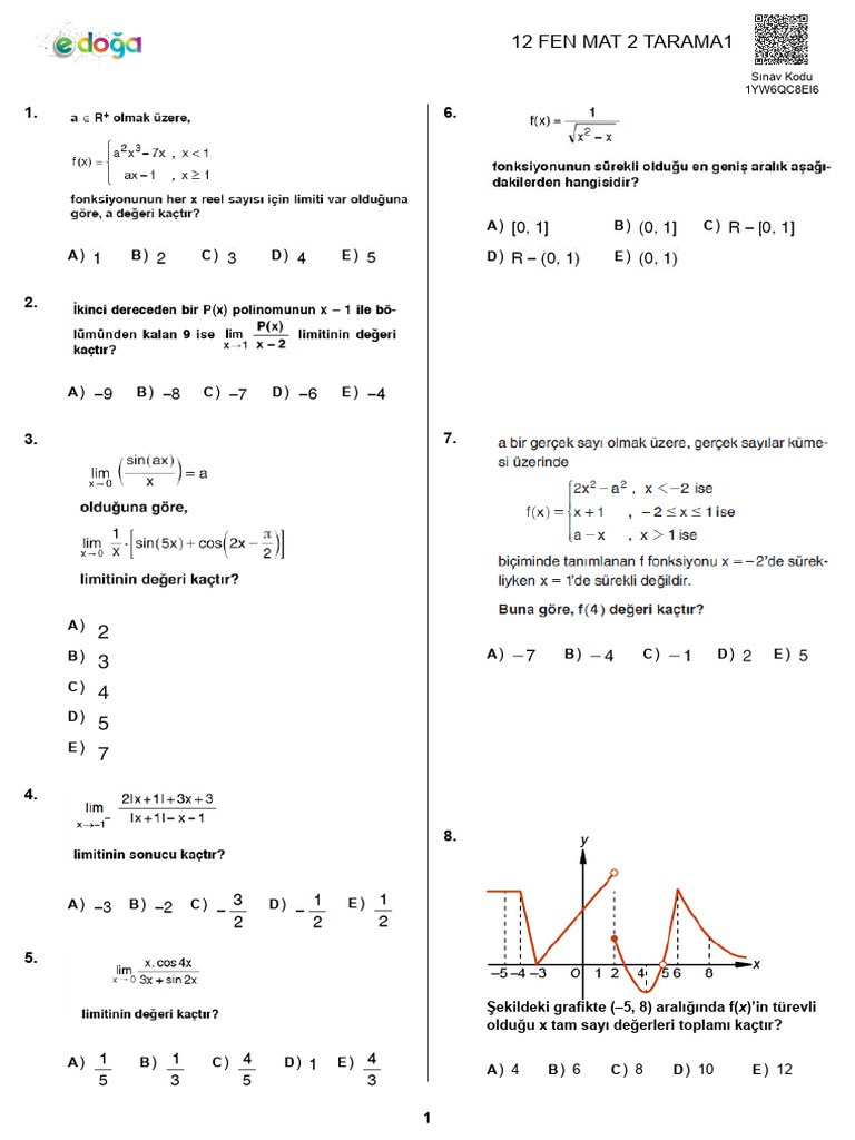 12 Fen Mat 2 Tarama1 | PDF
