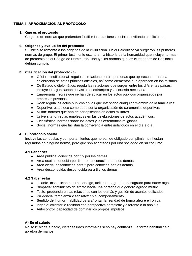 Tema 1 Protocolo-1 | PDF | Nobleza