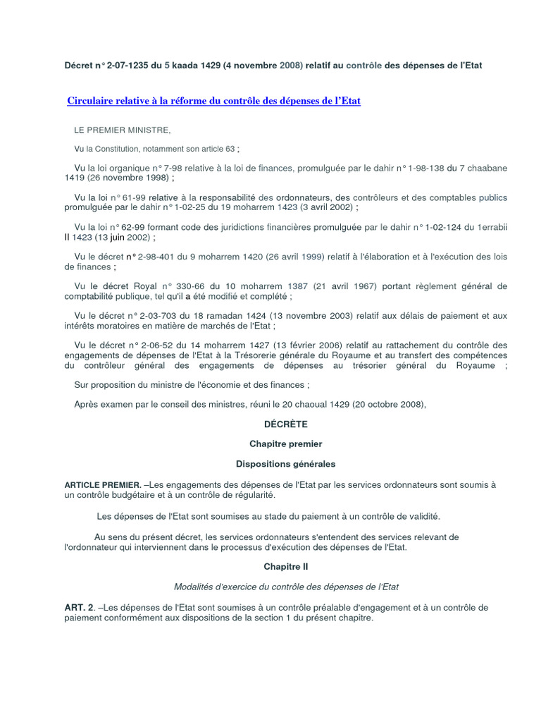 Contr - Le Des D - Penses de L'etat | PDF | Audit | Crédit