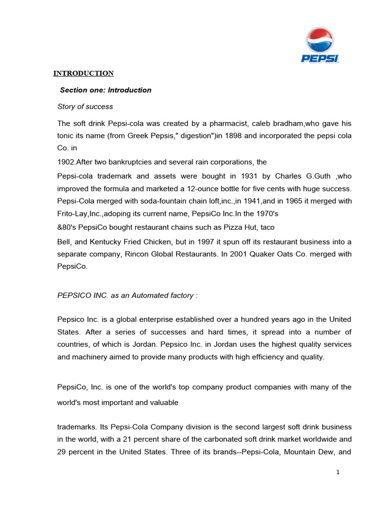 Pepsi Production Line | PDF | Pepsi Co | Pepsi