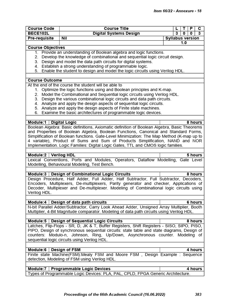 Bece102l - Digital-Systems-Design - TH - 1.0 - 71 - Bece102l - 66 Acp | PDF | Logic Gate ...