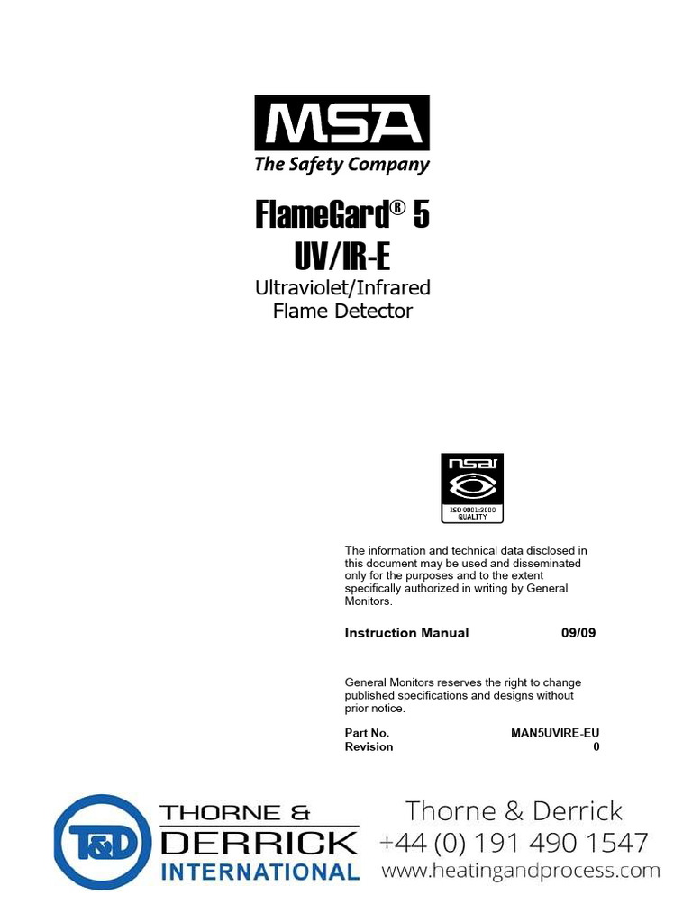 MSA FlameGard 5 UV IR E Flame Detector User Manual | PDF | Ultraviolet | Infrared