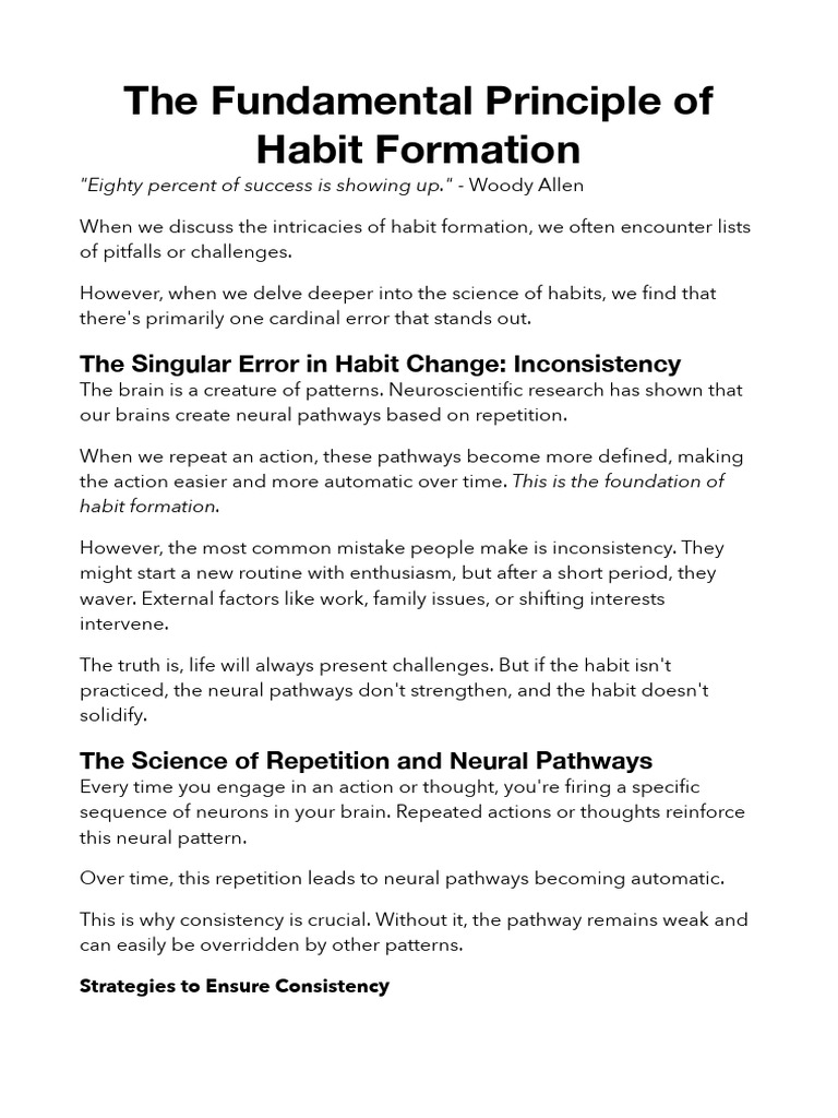 The Fundamental Principle of Habit Formation | PDF | Habits | Nervous ...
