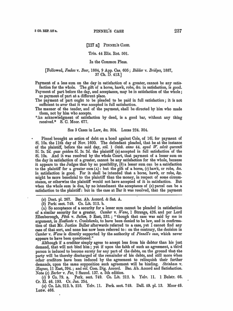 236 Pinnel's Case | PDF | Business Law | Private Law