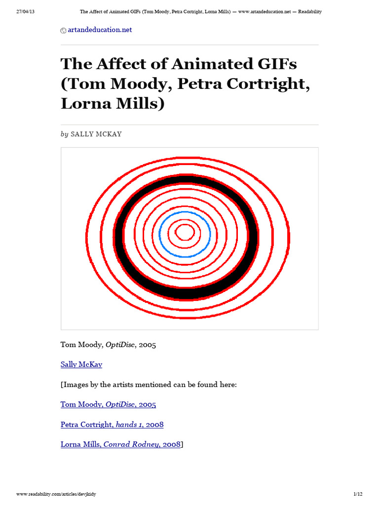 The Affect of Animated GIFs (Tom Moody, Petra Cortright, Lorna Mills ...