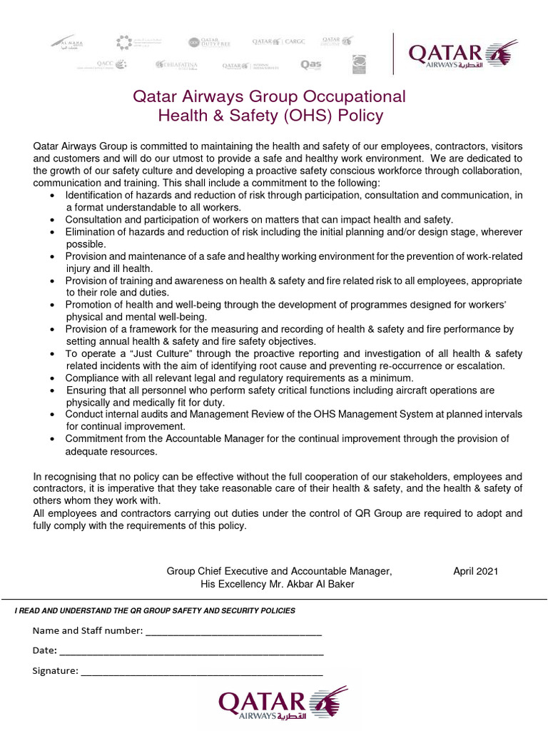QR Group Safety and Security Policies 2021 - New | PDF | Occupational ...