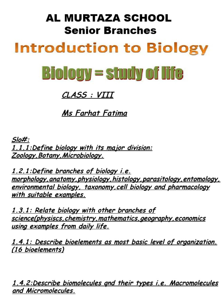 Introduction To Biology | PDF | Biology | Organisms