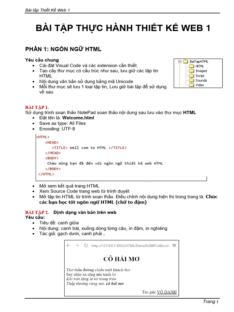Giao Trinh Bai Tap - Thiet Ke Web 1 2022 v2.0 | PDF