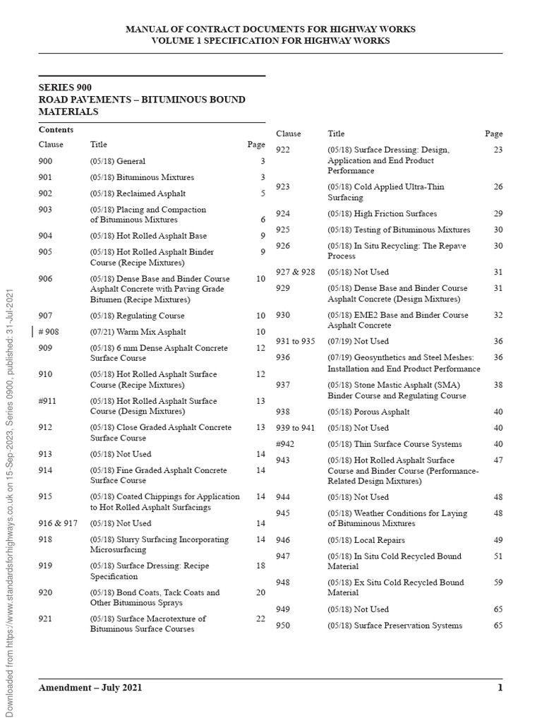 SHW Series 0900 Road Pavements - Bituminous Bound Materials - July 2021 ...