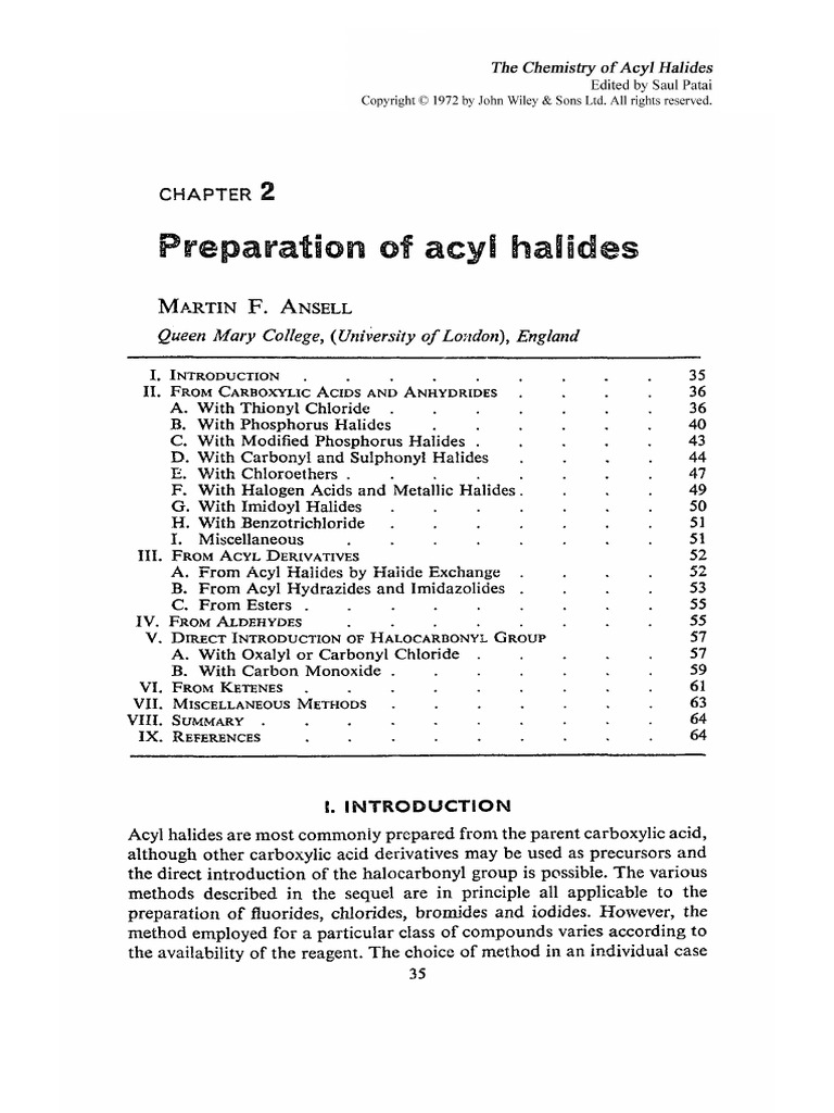 Preparation of Acyl Halides | PDF | Acid | Ester