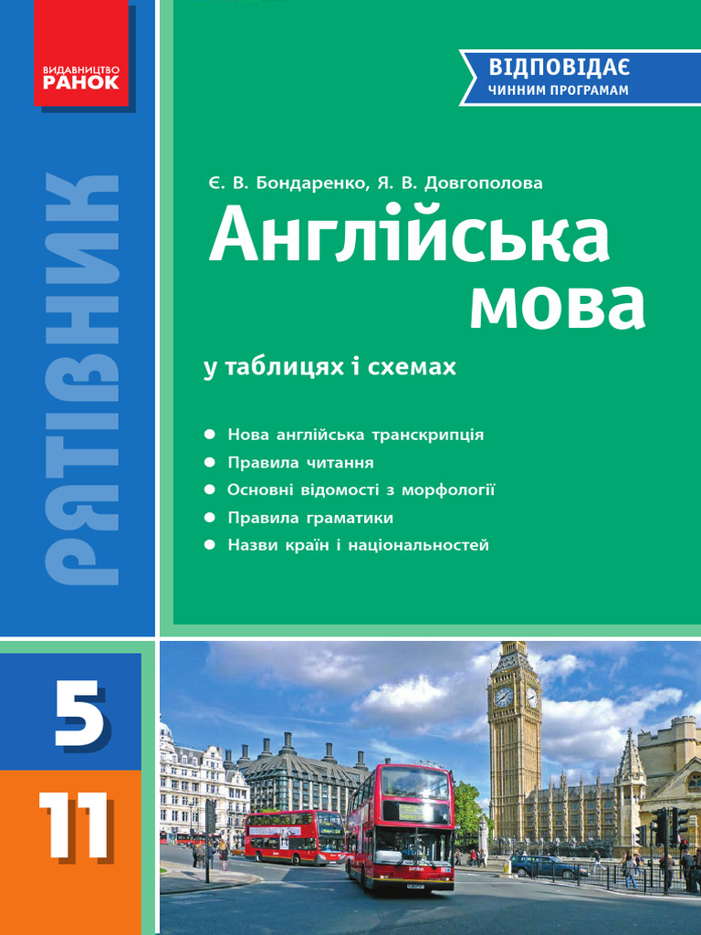 Anglyiska Mova y Tablitsyax Sxemax 511 Klasi Navch Posb Dovdnik | PDF
