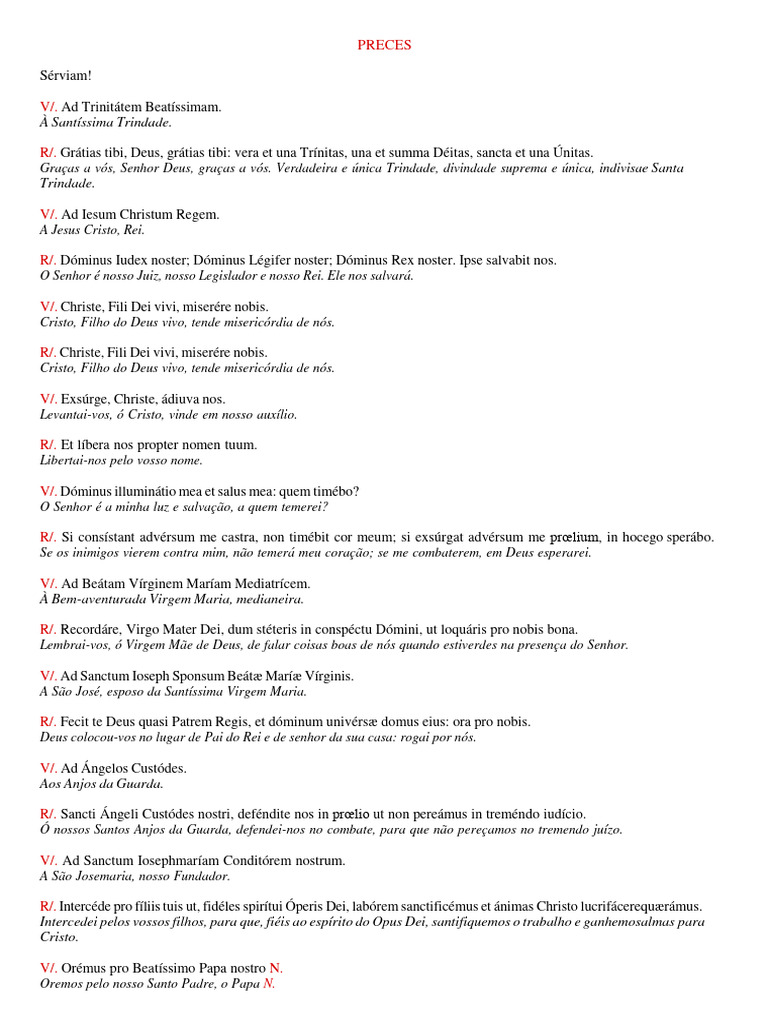 Preces do Opus Dei | PDF | Maria, mãe de Jesus | Oração